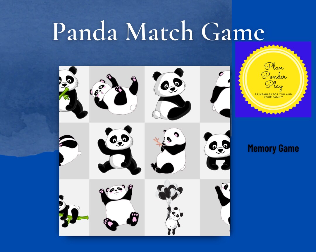 Panda Memory Match Game | Print at Home | Gift for Girl | Party Game - Etsy