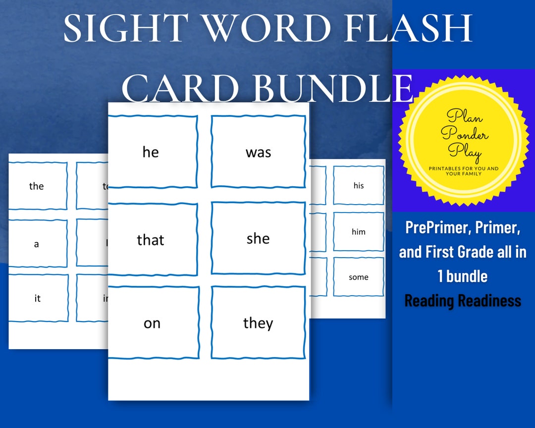 Sight Word Flash Card Set | Early Reading Activity (digital Download ...