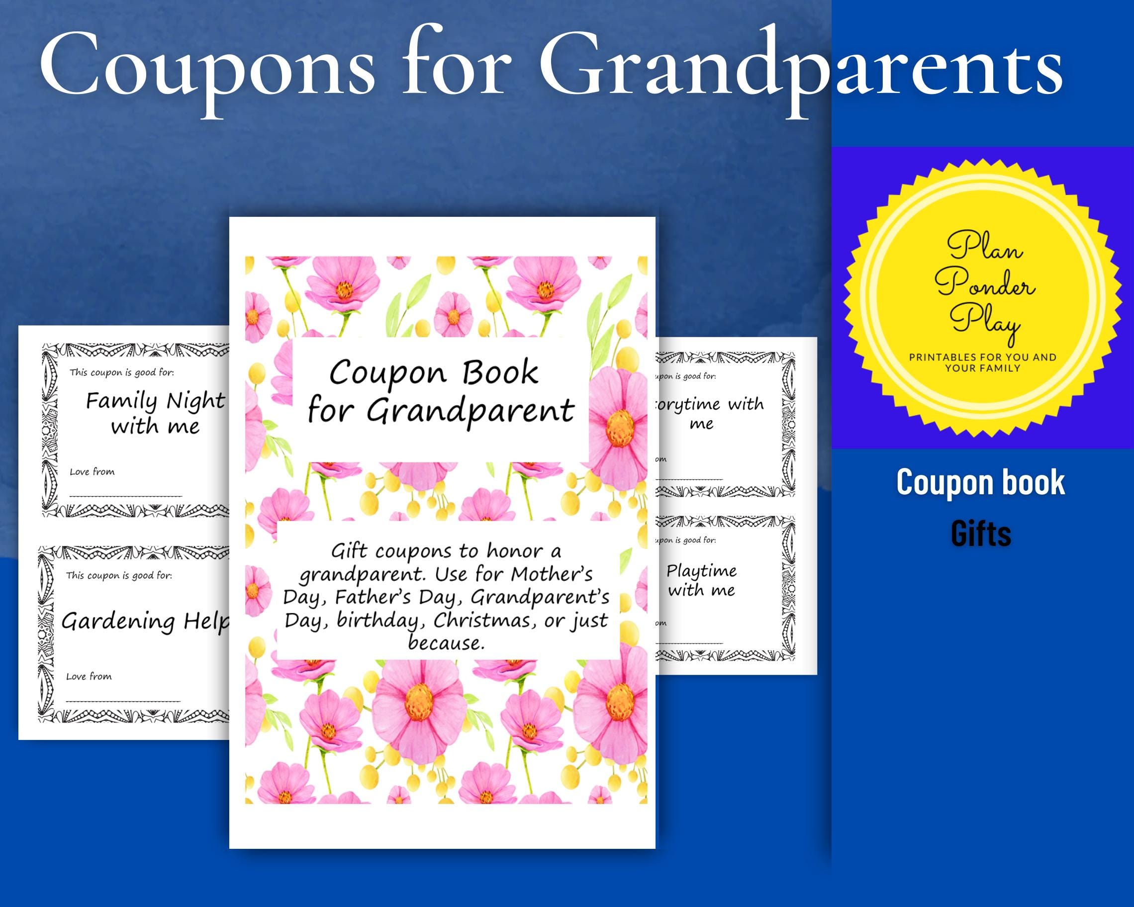 Grandparents Coupon Book, DIY Printable Vouchers (PDF Pattern) - Etsy