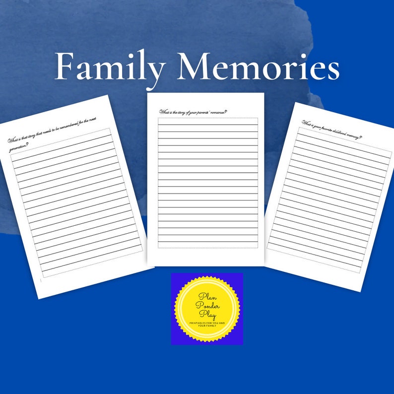 Family Reunion Memorable Activities Family Trivia Game Memory Journal ...