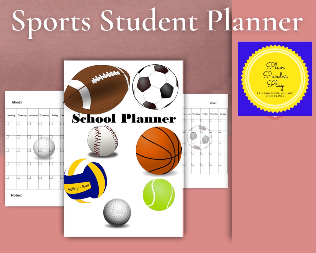School Planner - Sports Theme - Printable Academic Planner - Etsy