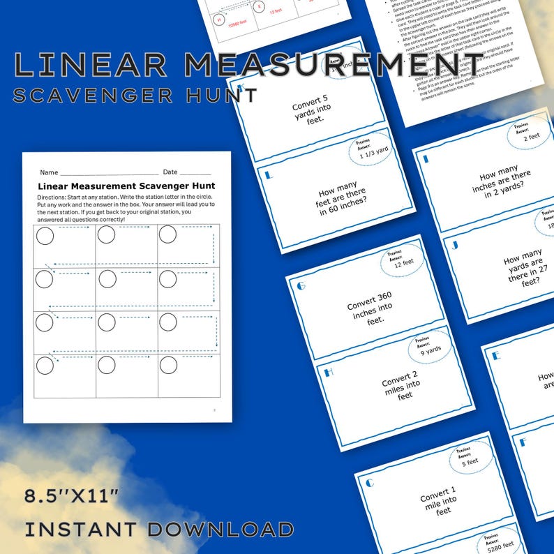 Linear Measurement Scavenger Hunt - Classroom or Homeschool Activity to ...
