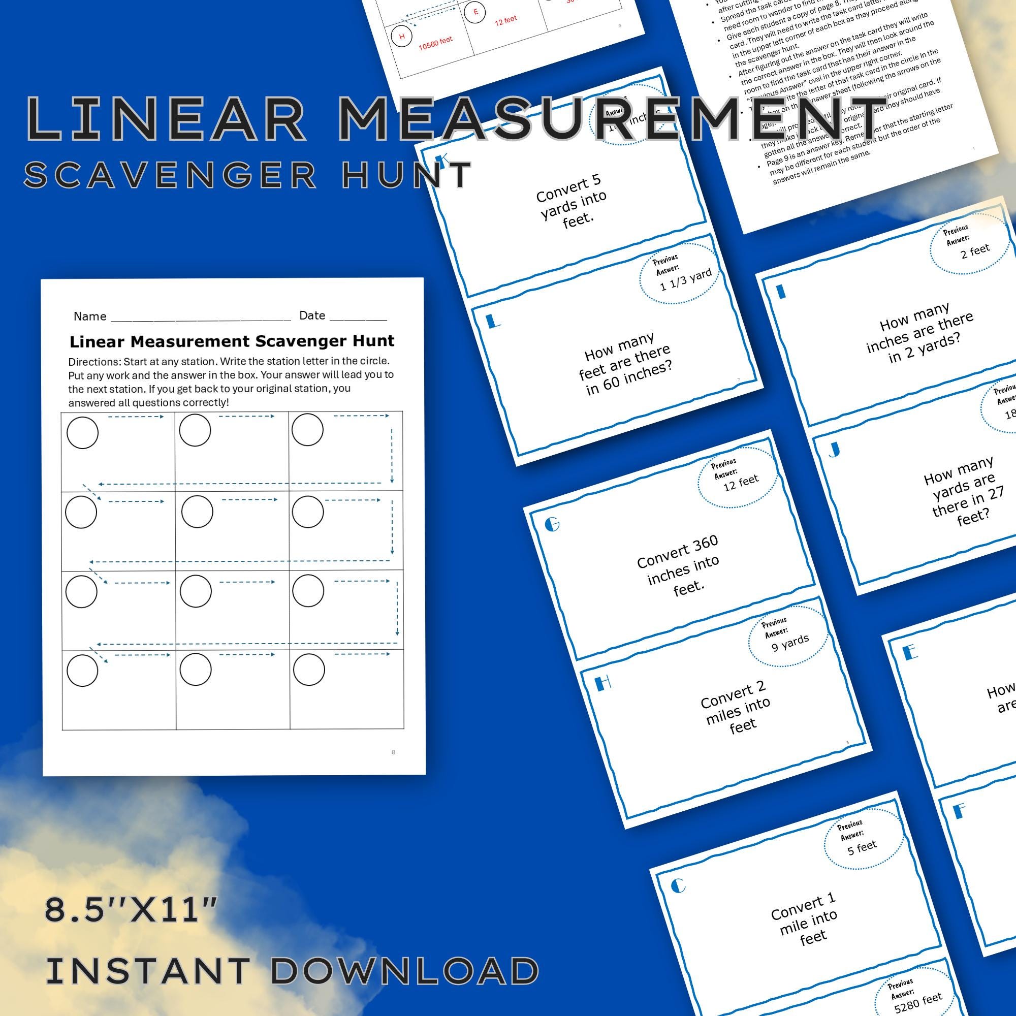 Linear Measurement Scavenger Hunt - Classroom or Homeschool Activity to ...