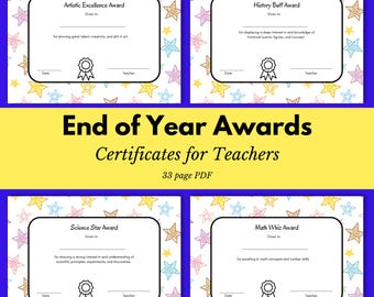 Customizable End-of-year Student Recognition Certificates: Printable ...