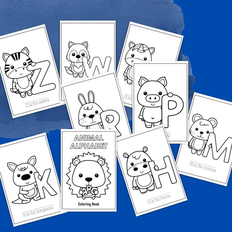 Animal Alphabet Coloring Book – Preschool Learning (PDF Download) - Etsy