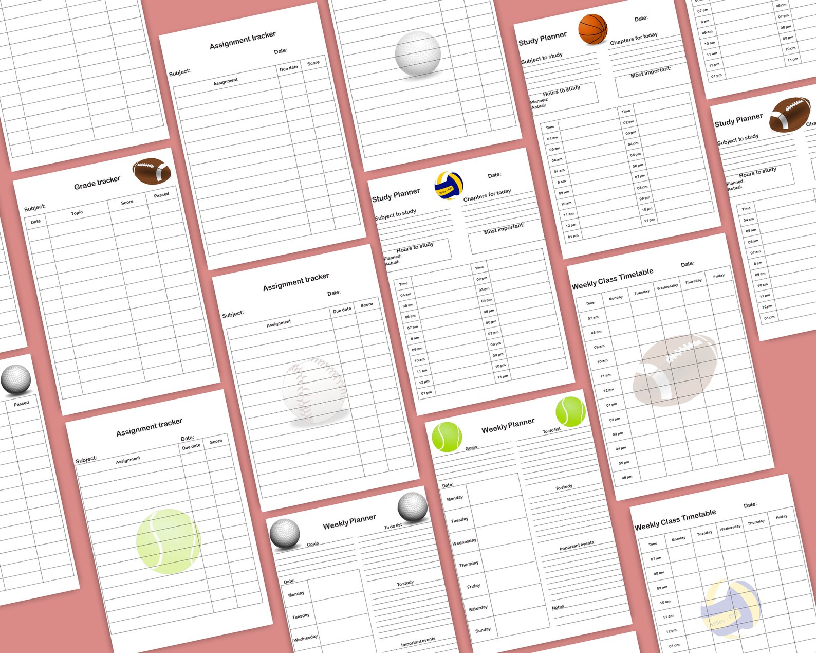 School Planner - Sports Theme - Printable Academic Planner - Etsy