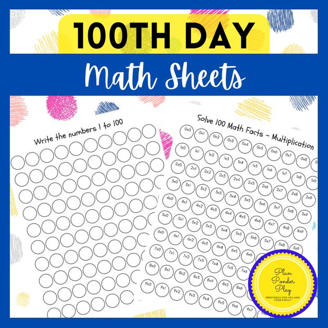 100th Day of School - Math Worksheets - Counting, Addition ...