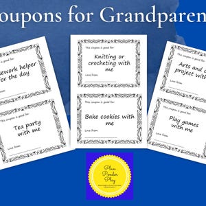 Grandparents Coupon Book, DIY Printable Vouchers (PDF Pattern) - Etsy