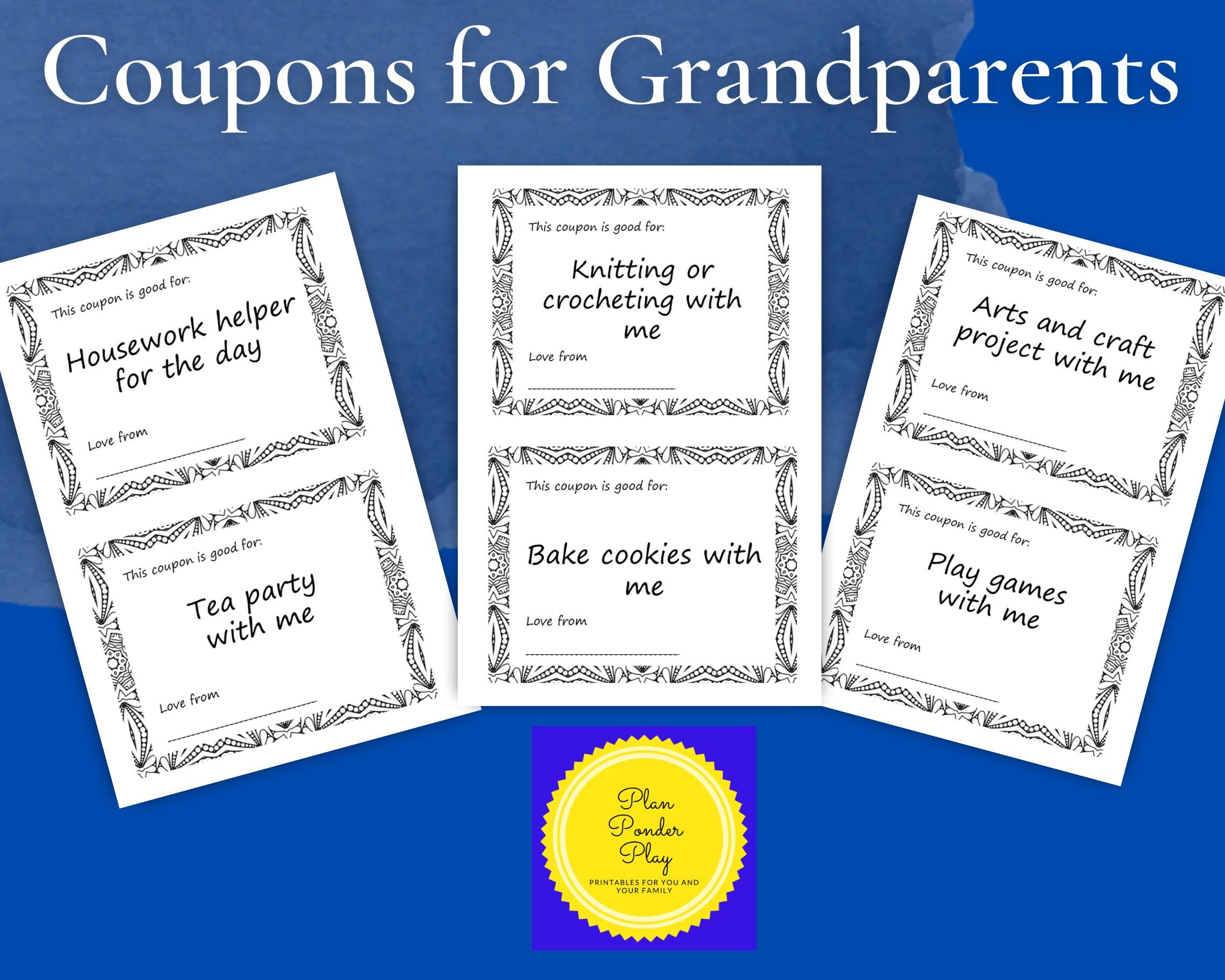 Grandparents Coupon Book, DIY Printable Vouchers (PDF Pattern) - Etsy