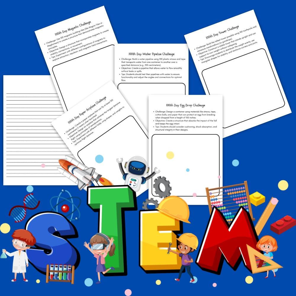 100th Day of School STEM Challenges for Elementary Students - Etsy