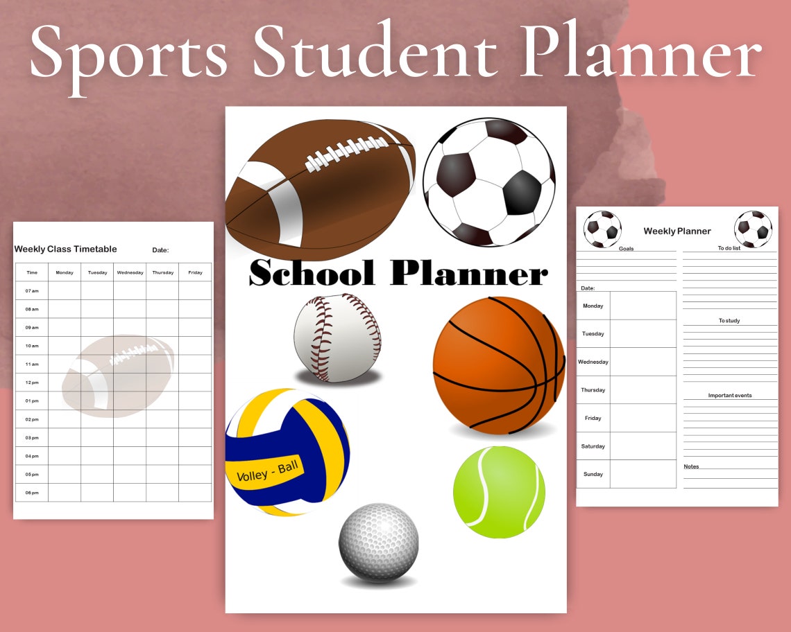 School Planner - Sports Theme - Printable Academic Planner - Etsy