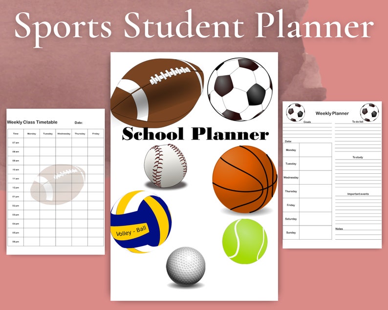 School Planner - Sports Theme - Printable Academic Planner - Etsy