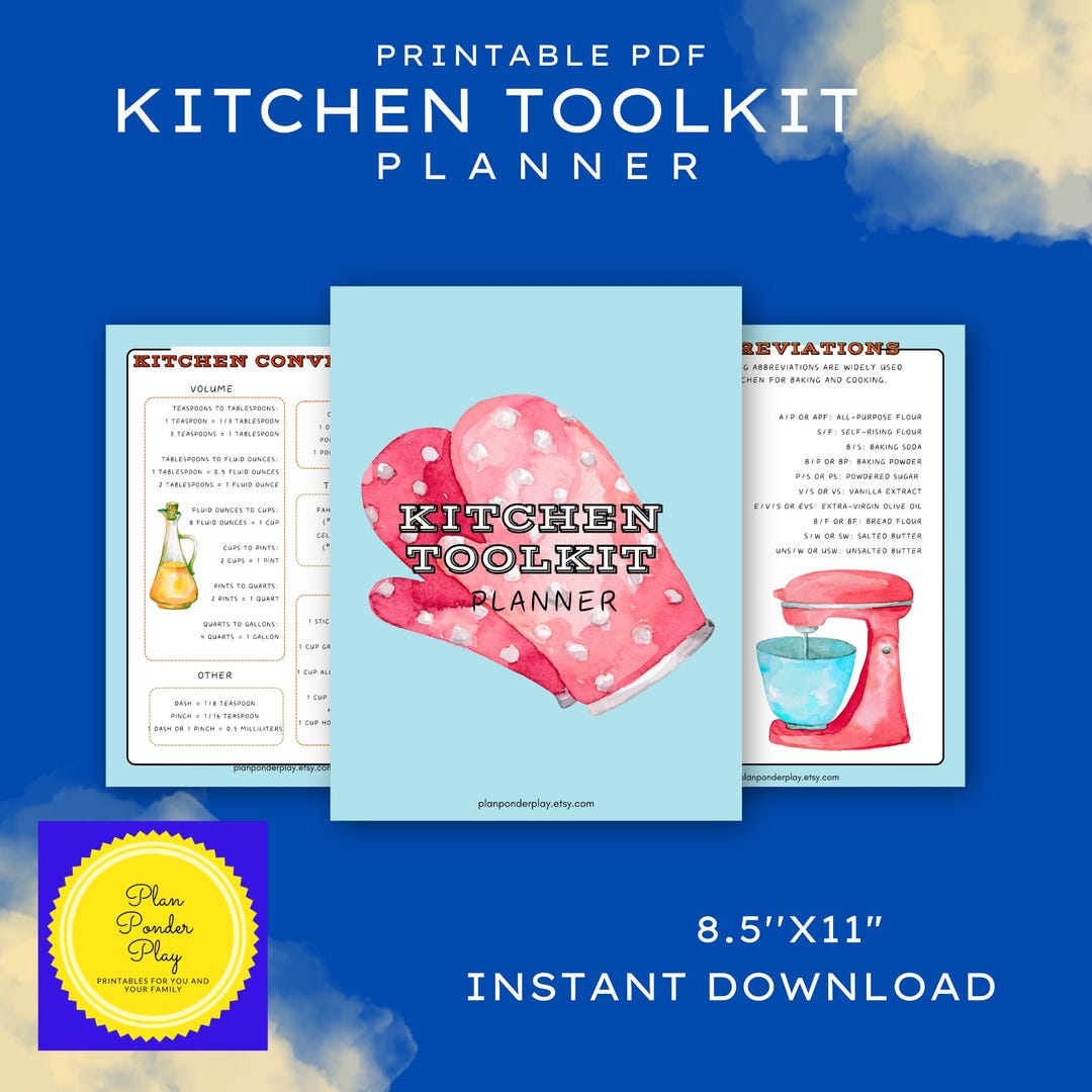 Kitchen Toolkit Planner Conversion Charts, Meal Planner, Inventory ...
