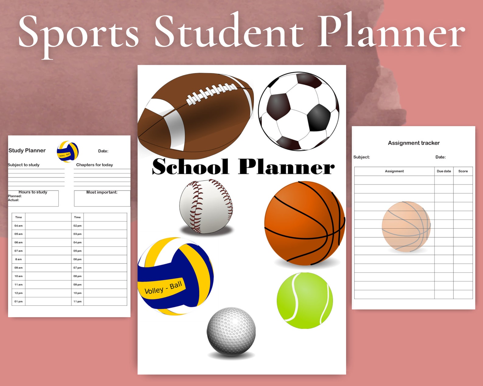 School Planner - Sports Theme - Printable Academic Planner - Etsy