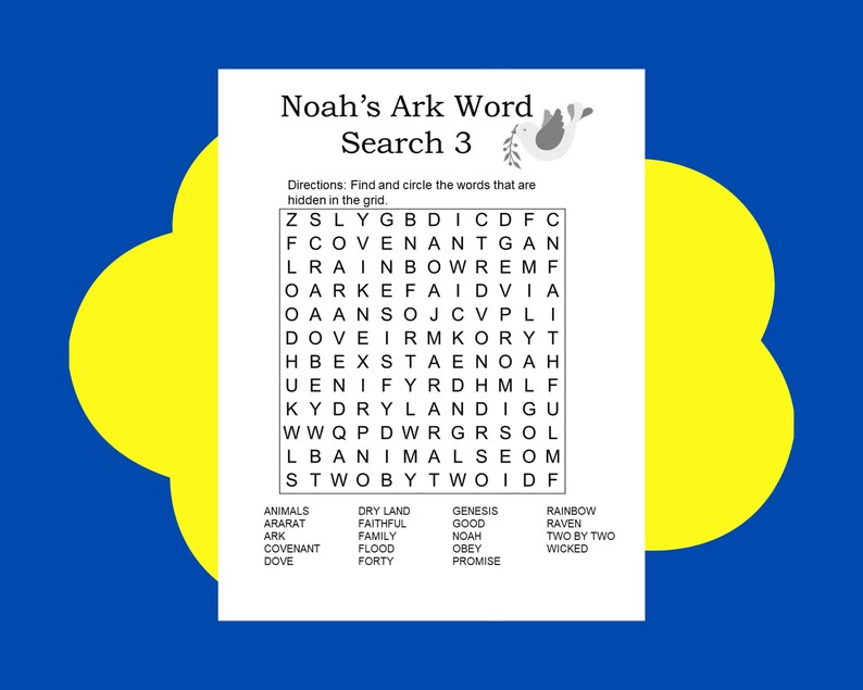 Noah's Ark Word Search - Etsy