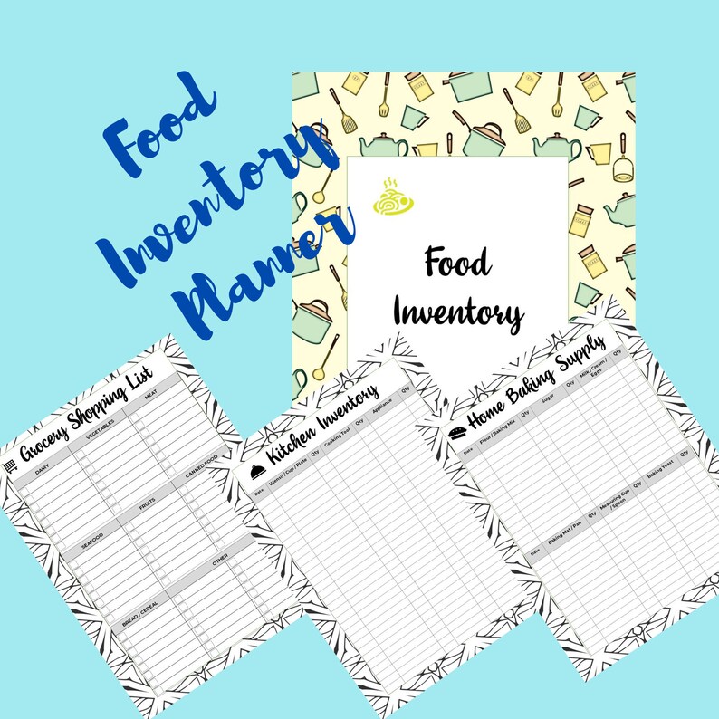Food Inventory Planner / Kitchen Inventory / Grocery List / Printable ...