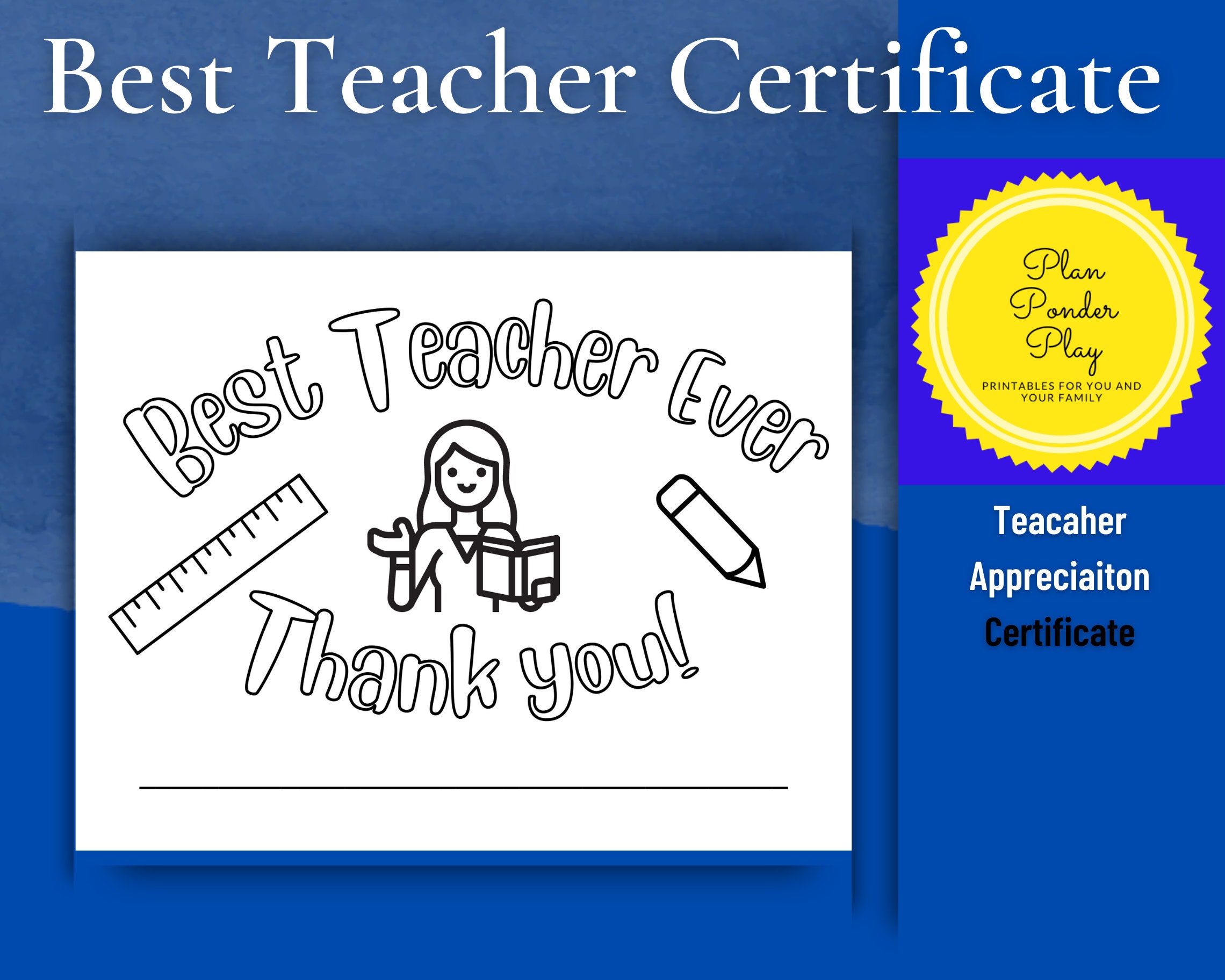Best Teacher Ever Certificate