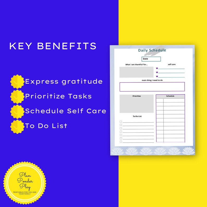 Printable Daily Schedule: Gratitude, Self Care and to Do List - Stay ...