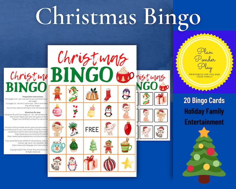 Christmas Bingo Game Printable Party Activity Game for Kids Classroom ...