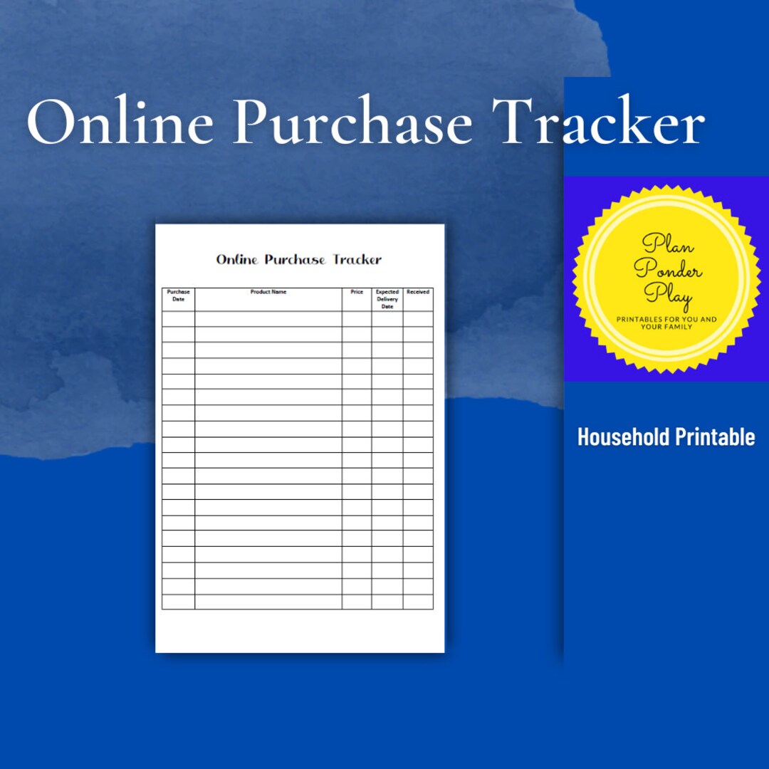 Online Purchase Tracker Keep Track of Online Purchases Digital Download - Etsy