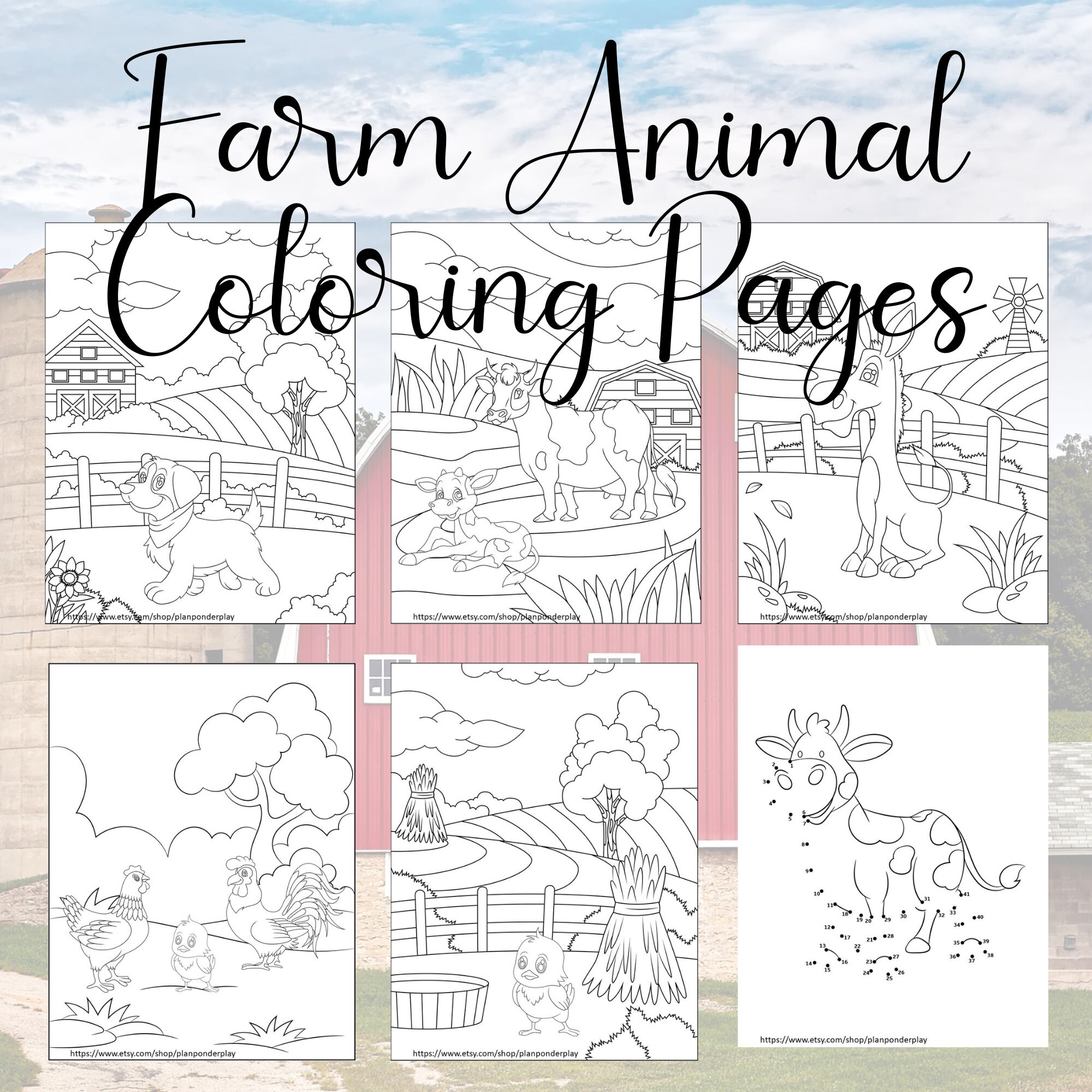 Farm Animal Coloring Pages / Printable Barnyard Scenes to Color / Print ...