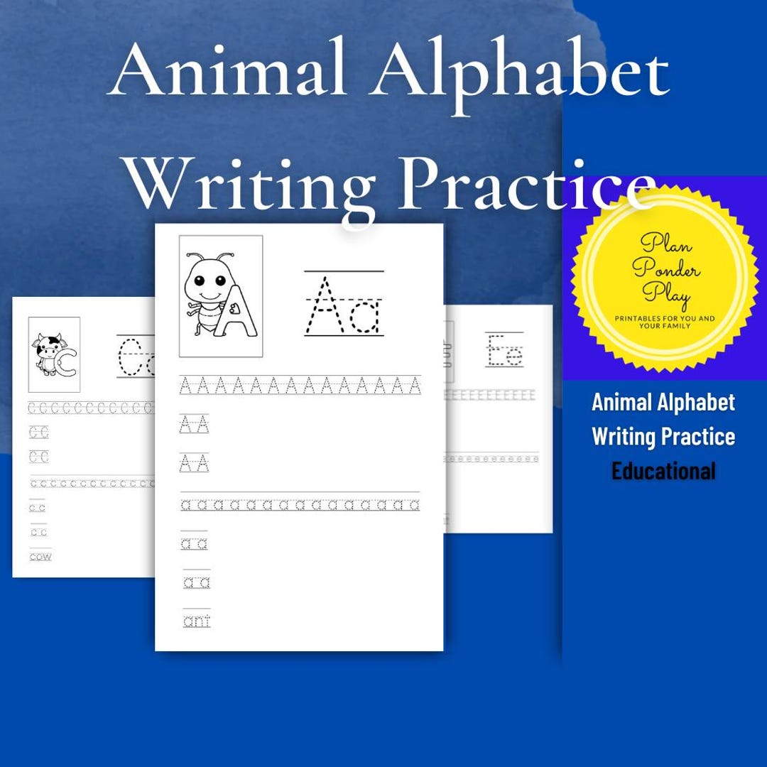 Animal Alphabet Writing Practice- Letter and Animal Recognition and ...