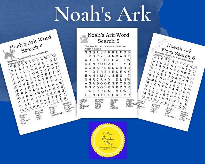 Noah's Ark Word Search - Etsy
