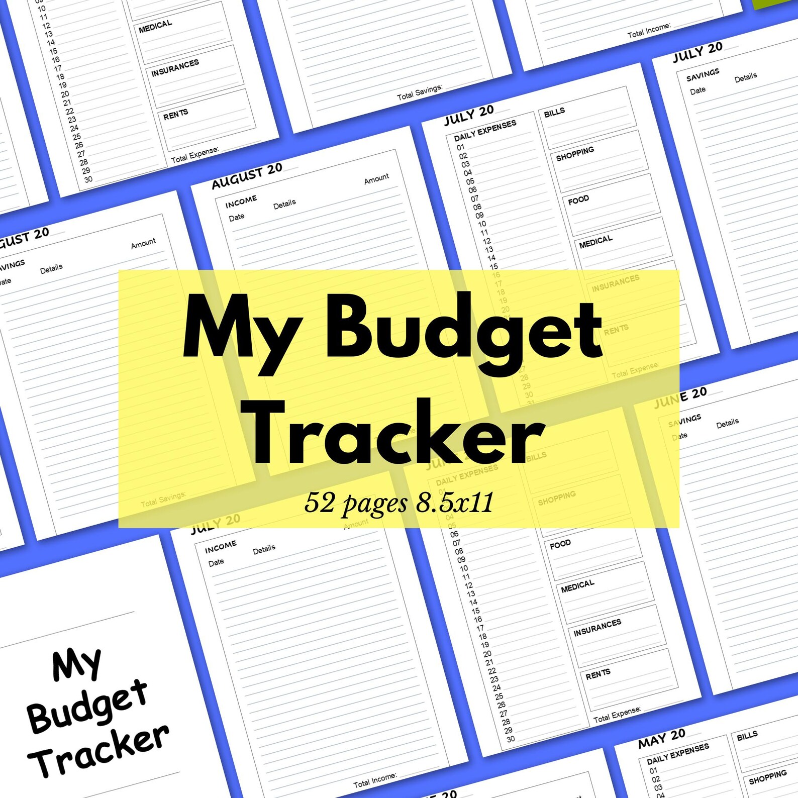 Printable Budget Tracker Planner, Monthly Expense & Savings Log (PDF ...