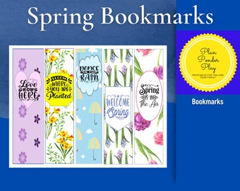Spring Bookmarks Set of 6 Digital Product, Instant Download, PDF, JPG ...