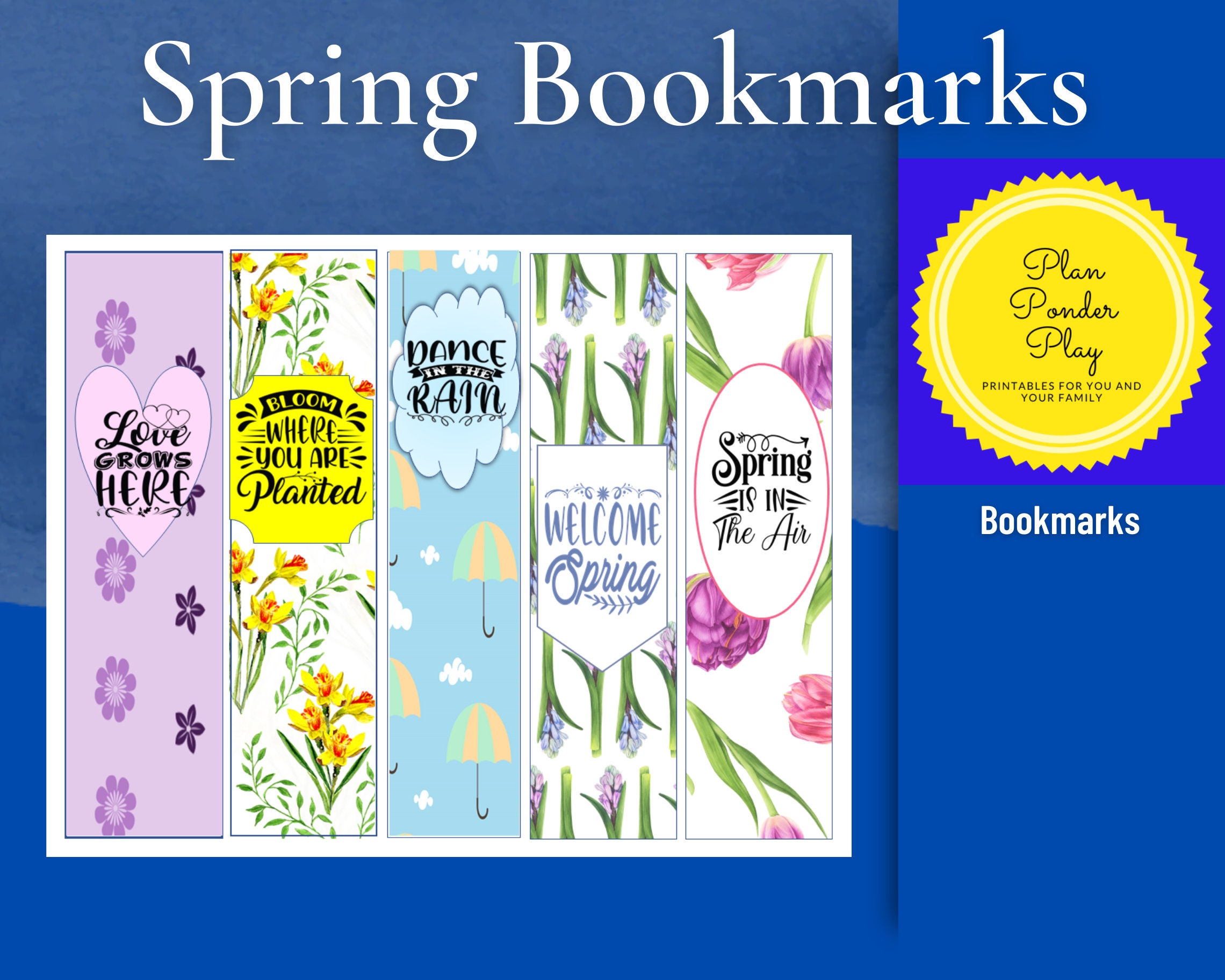 Floral Spring Bookmarks | Printable Designs (digital Download) - Etsy