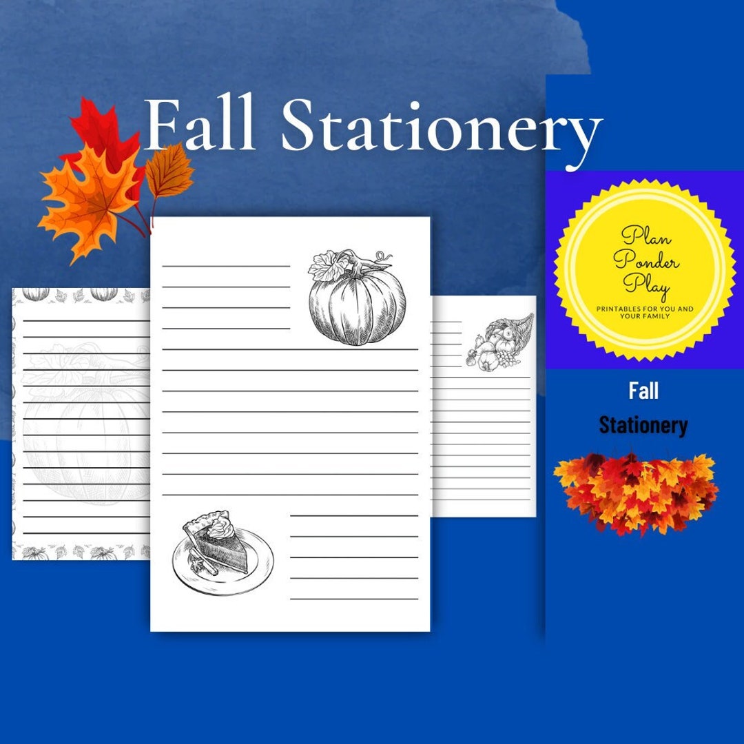 Fall-inspired Lined Paper Stationery Set With Thanksgiving and Autumn ...