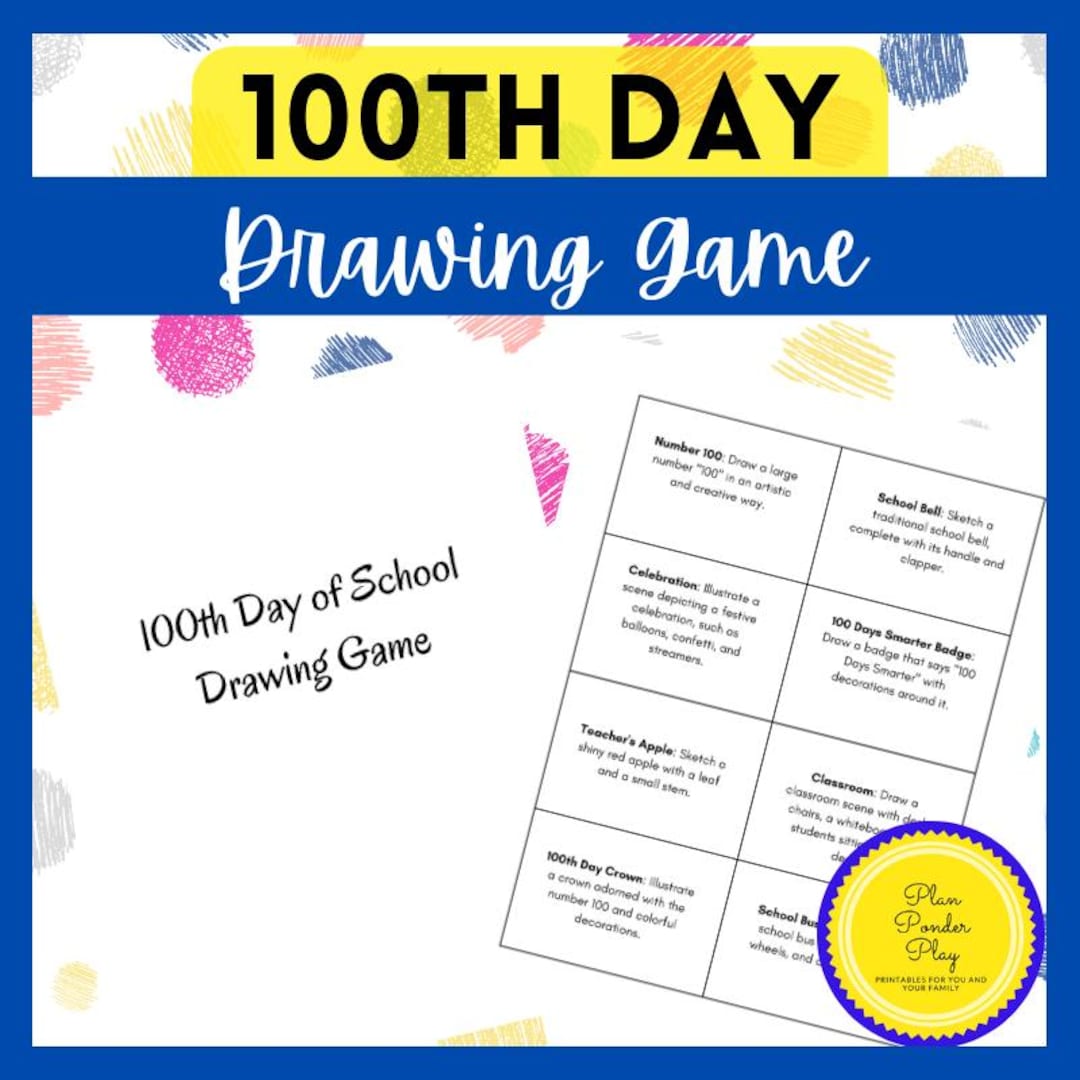 100th Day of School Drawing Game - Etsy