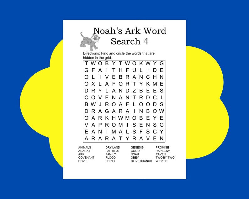Noah's Ark Word Search - Etsy