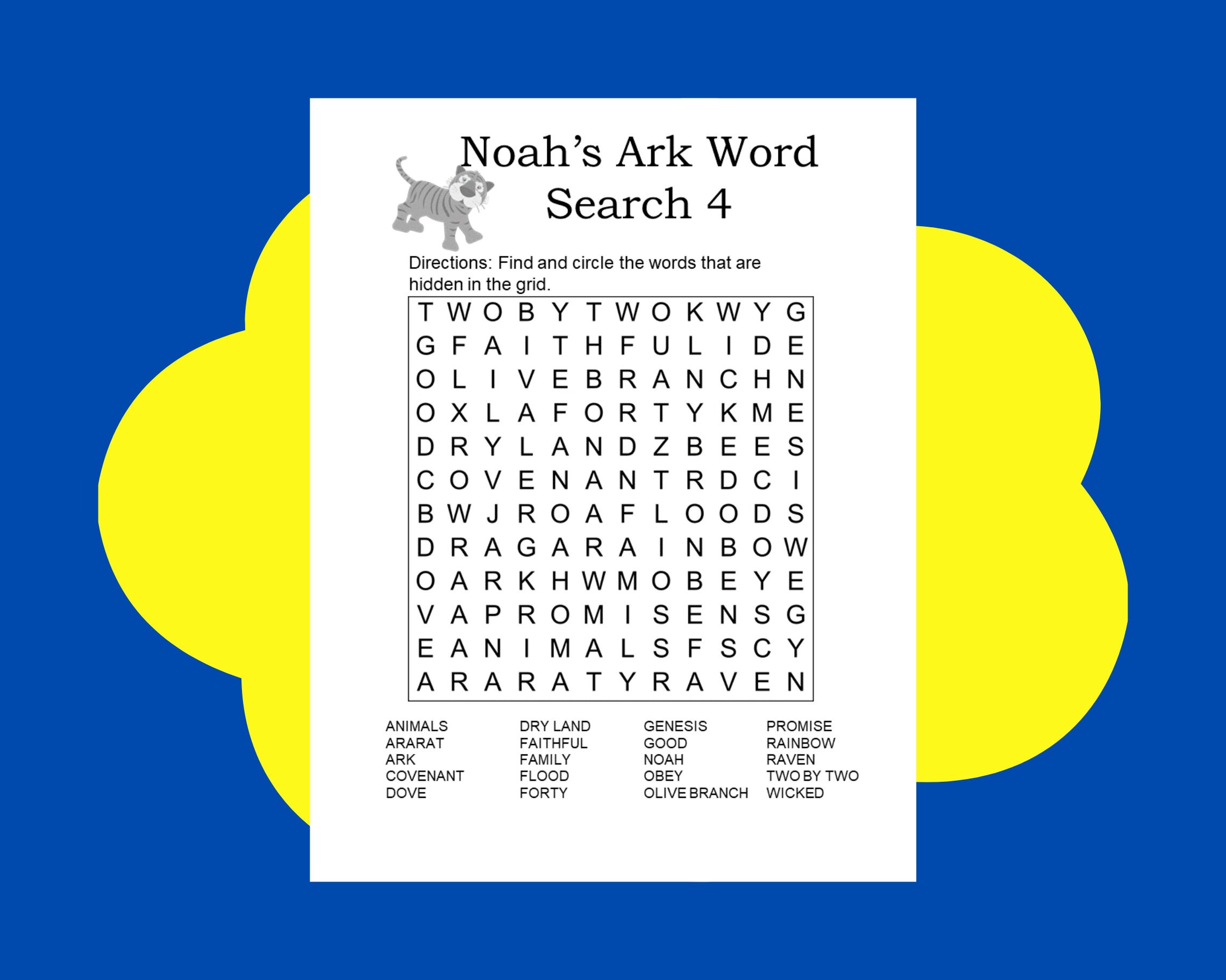 Noah's Ark Word Search - Etsy