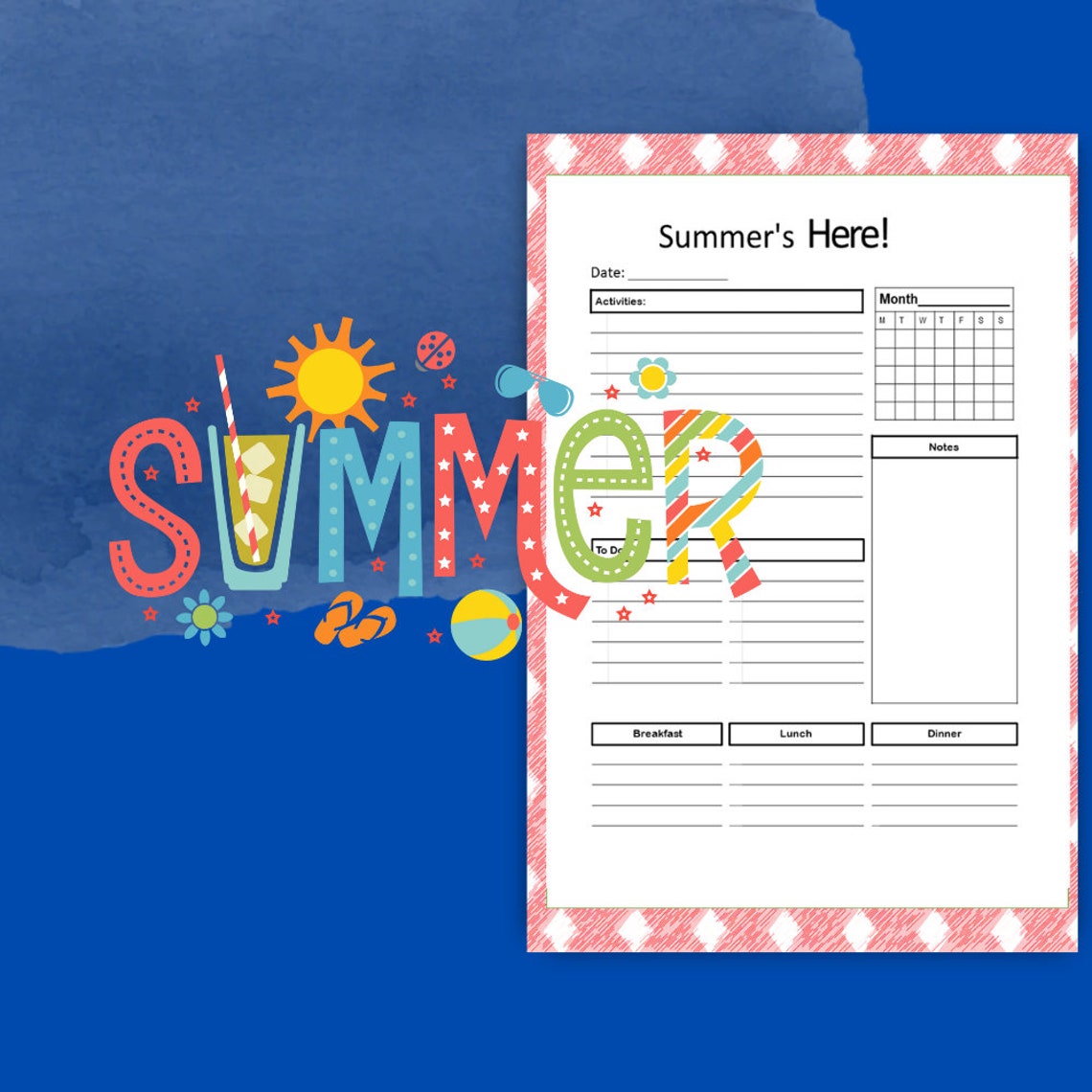 Printable Summer Daily Planner: Meal Plan, Activity List and to Do List ...