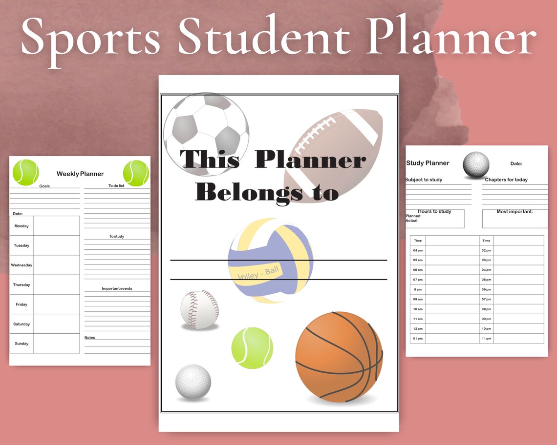School Planner - Sports Theme - Printable Academic Planner - Etsy