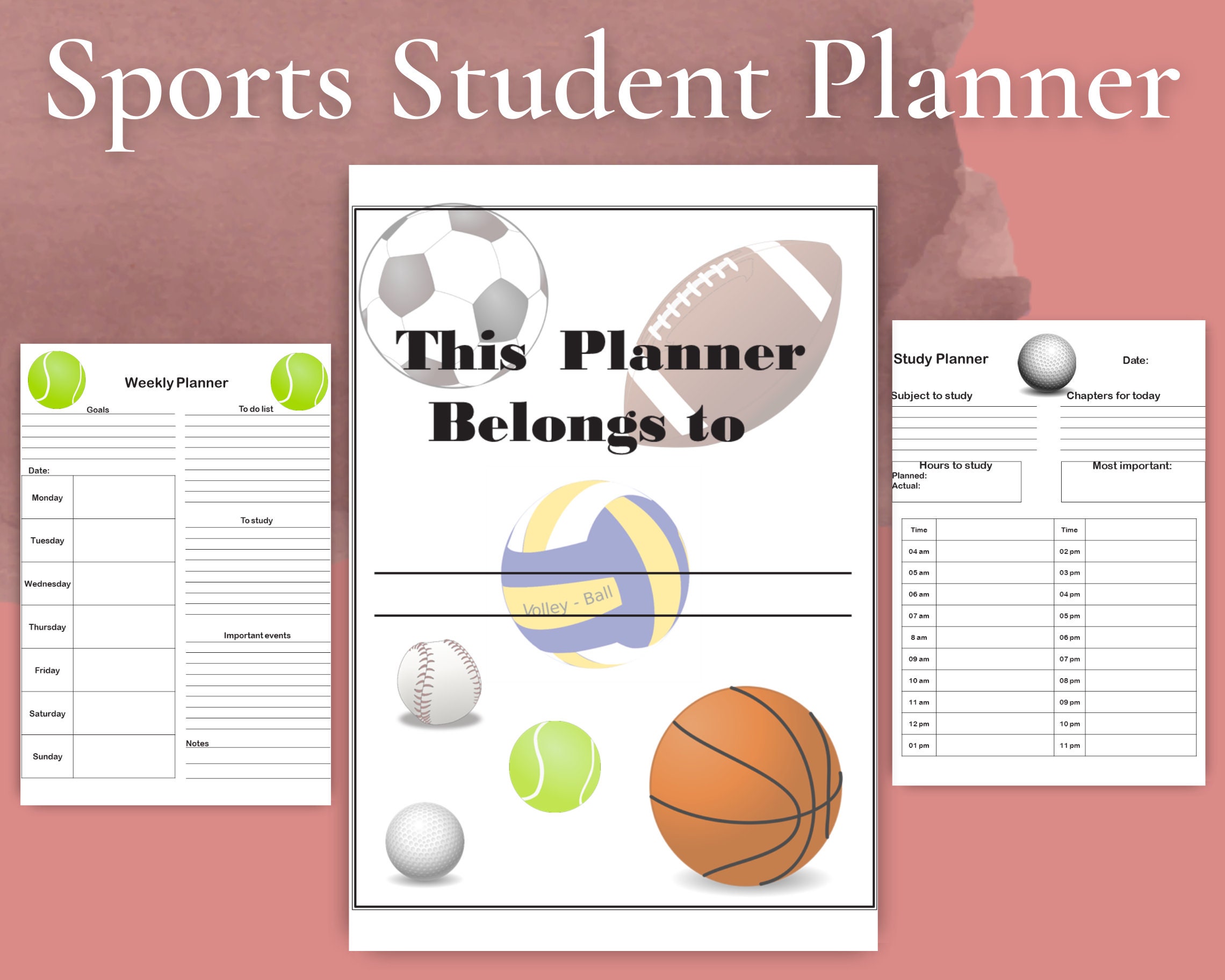 School Planner - Sports Theme - Printable Academic Planner - Etsy