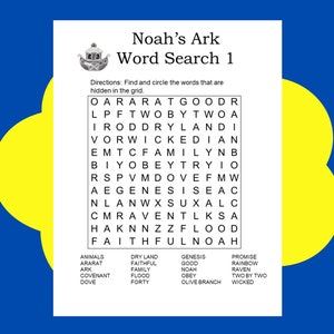 Noah's Ark Word Search - Etsy