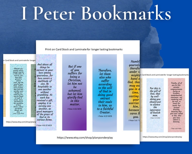 I Peter Bookmark | Biblical Encouragement | Scripture Memory Aide ...