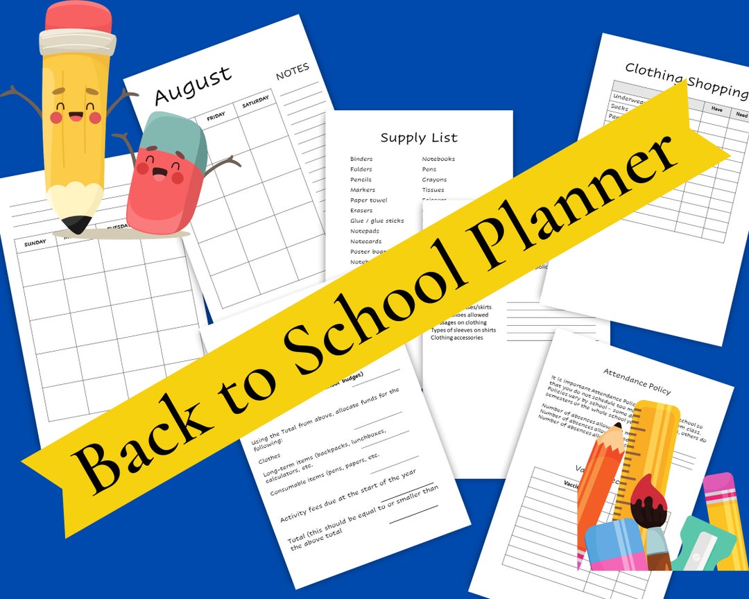 Back to School Planner – Printable Student Organizer (PDF Download) - Etsy