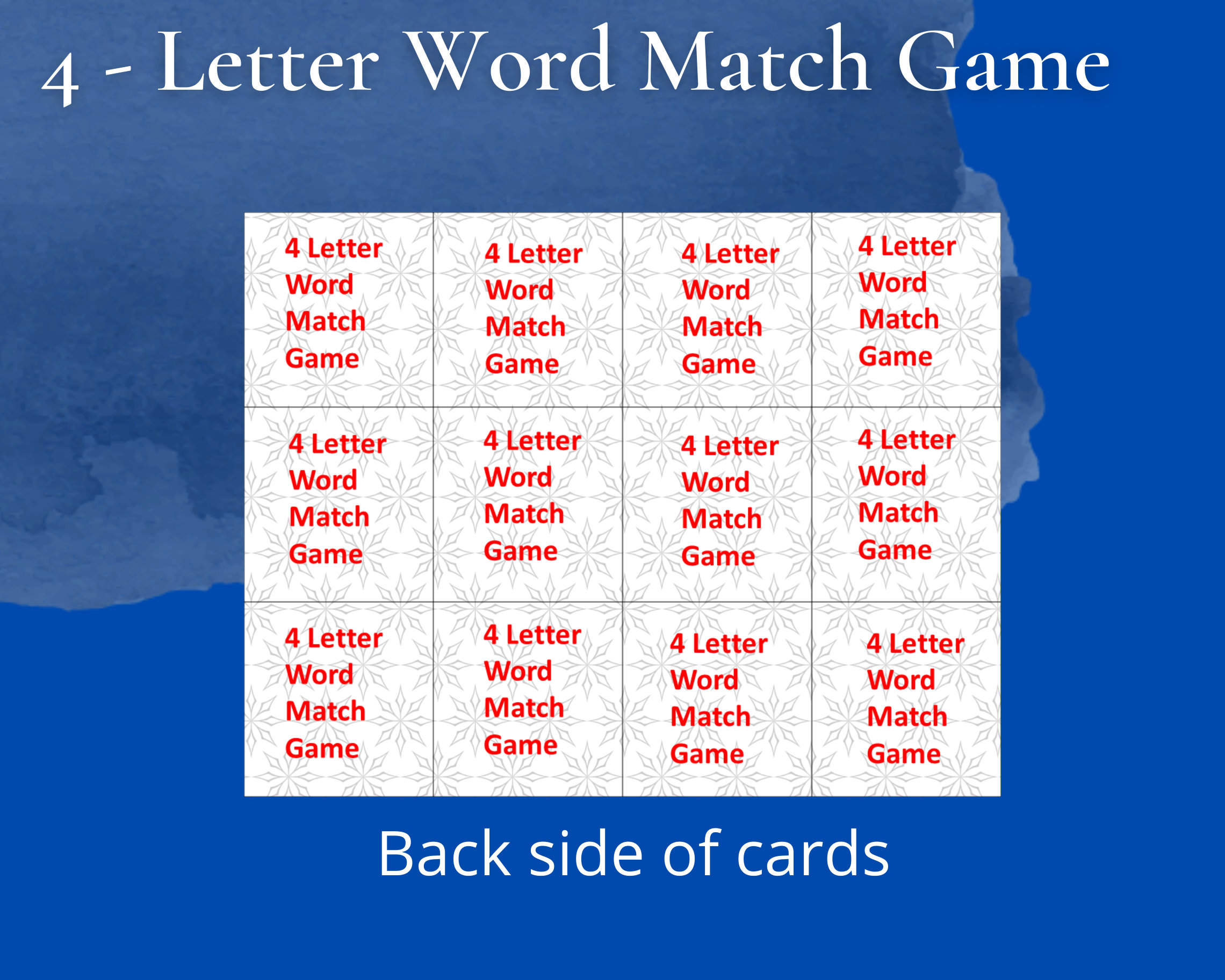 4-letter Word - Match Word to Picture | Memory Game | Matching Game ...