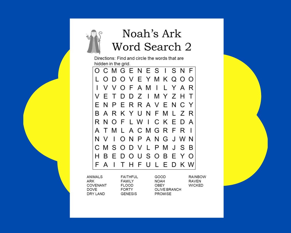 Noah's Ark Word Search - Etsy