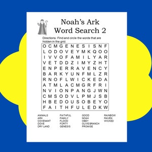 Noah's Ark Word Search - Etsy