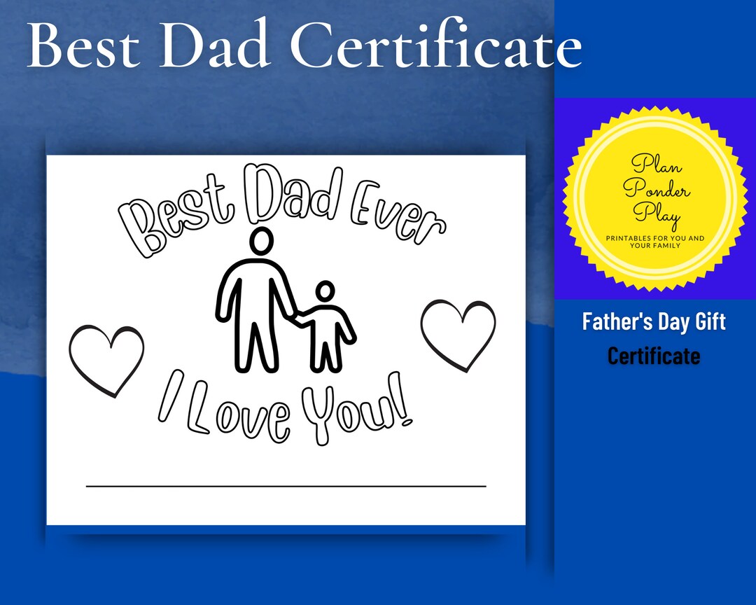 Best Dad Ever Certificate | Printable Father's Day Gift (PDF) - Etsy
