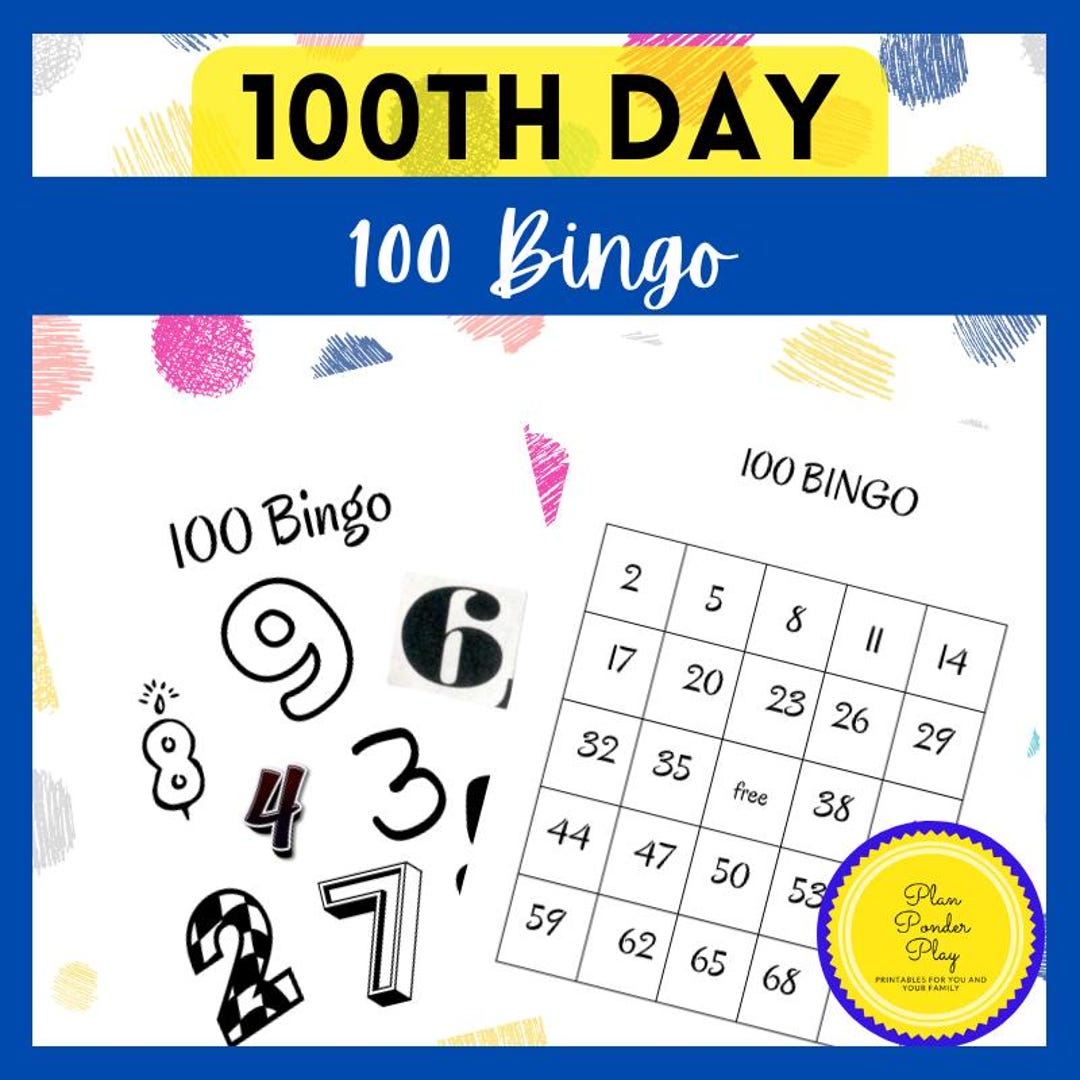 100 Bingo for 100th Day of School or Learning Numbers 1 to 100 - Etsy