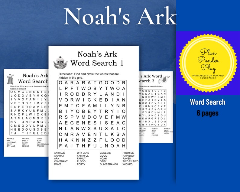 Noah's Ark Word Search - Etsy