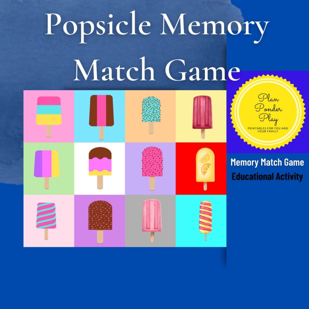 Popsicle Memory Match Game | Summer Party Game | Print at Home - Etsy