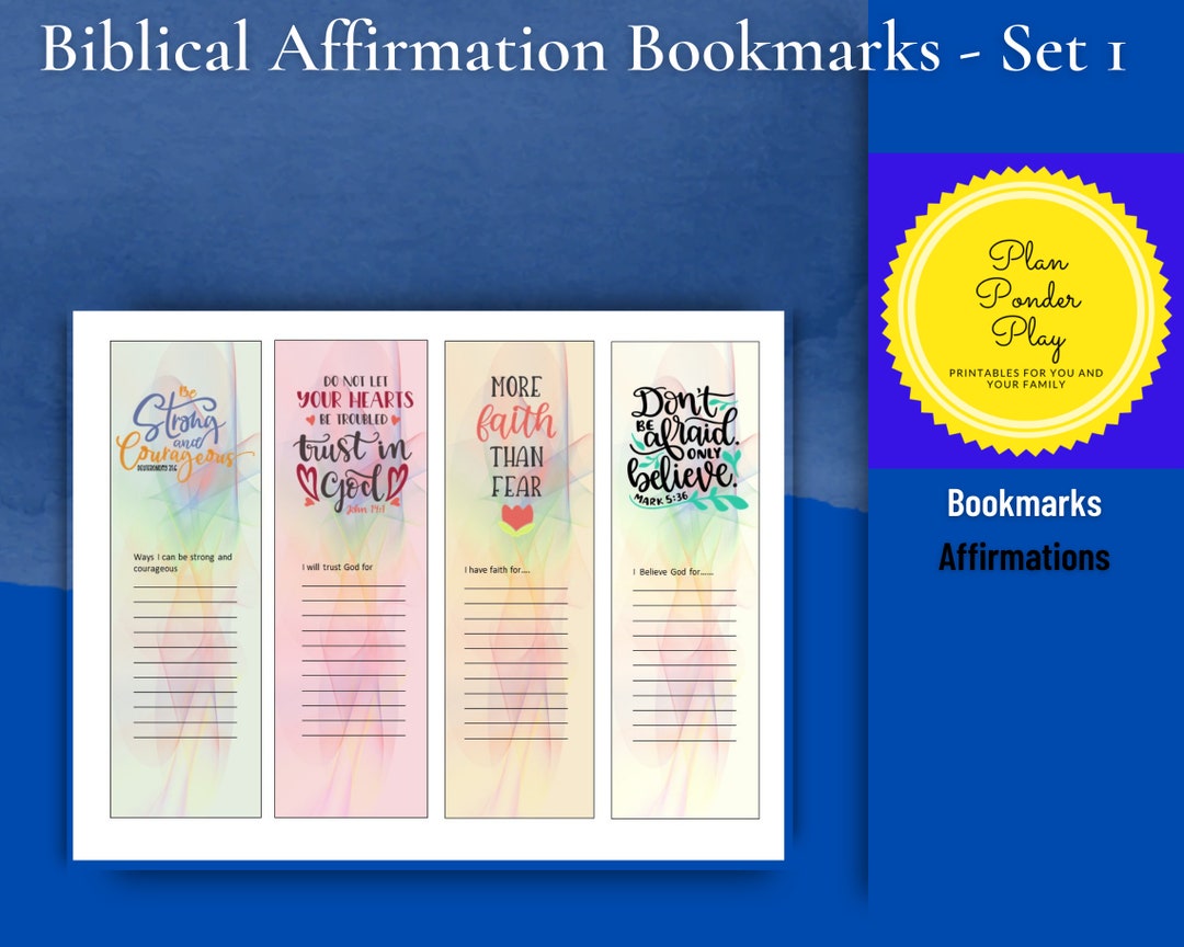 Biblical Affirmations Bookmarks Set #1 | Christian Bookmarks | Bible ...