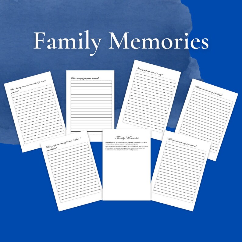 Family Reunion Memorable Activities Family Trivia Game Memory Journal ...