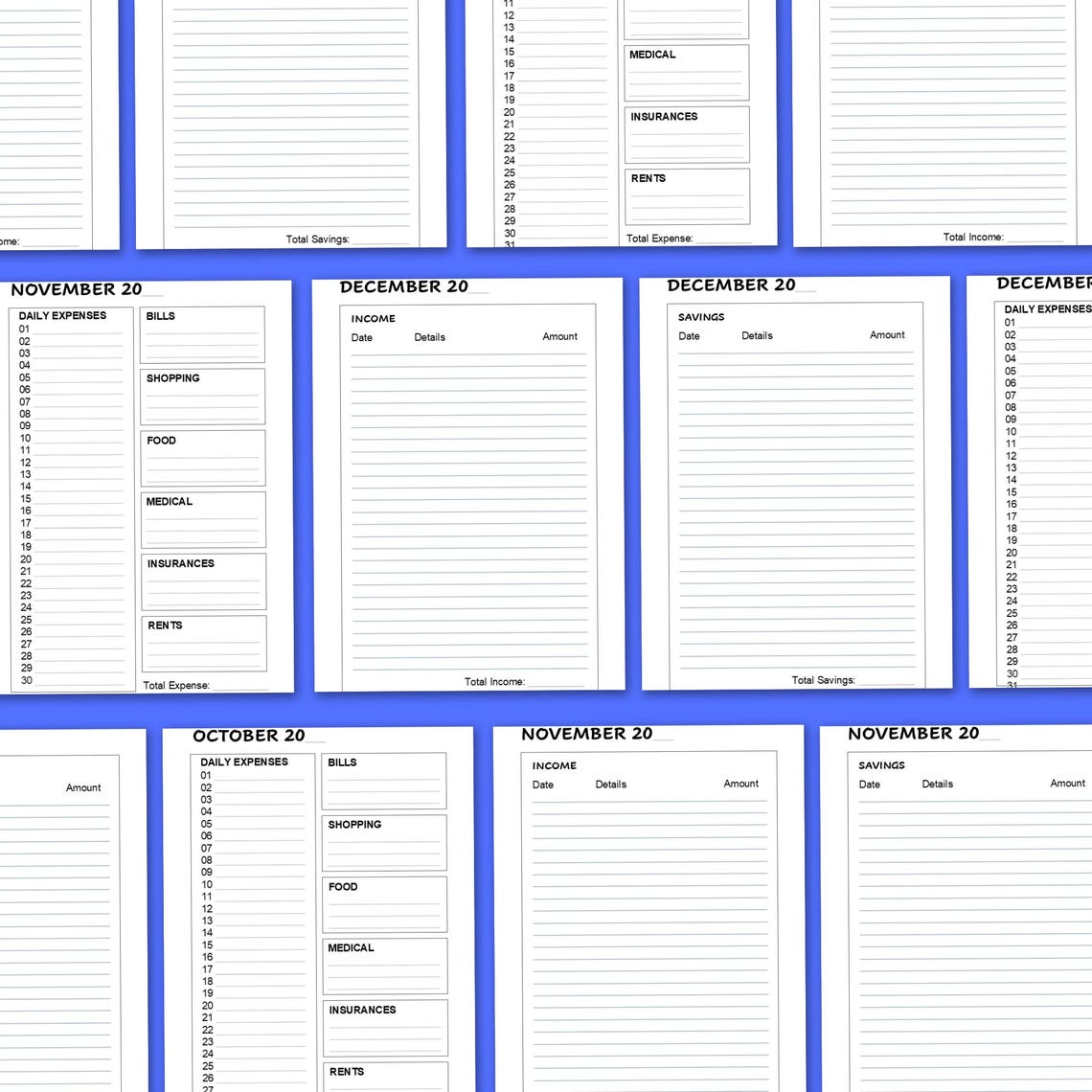 Printable Budget Tracker Planner, Monthly Expense & Savings Log (PDF ...